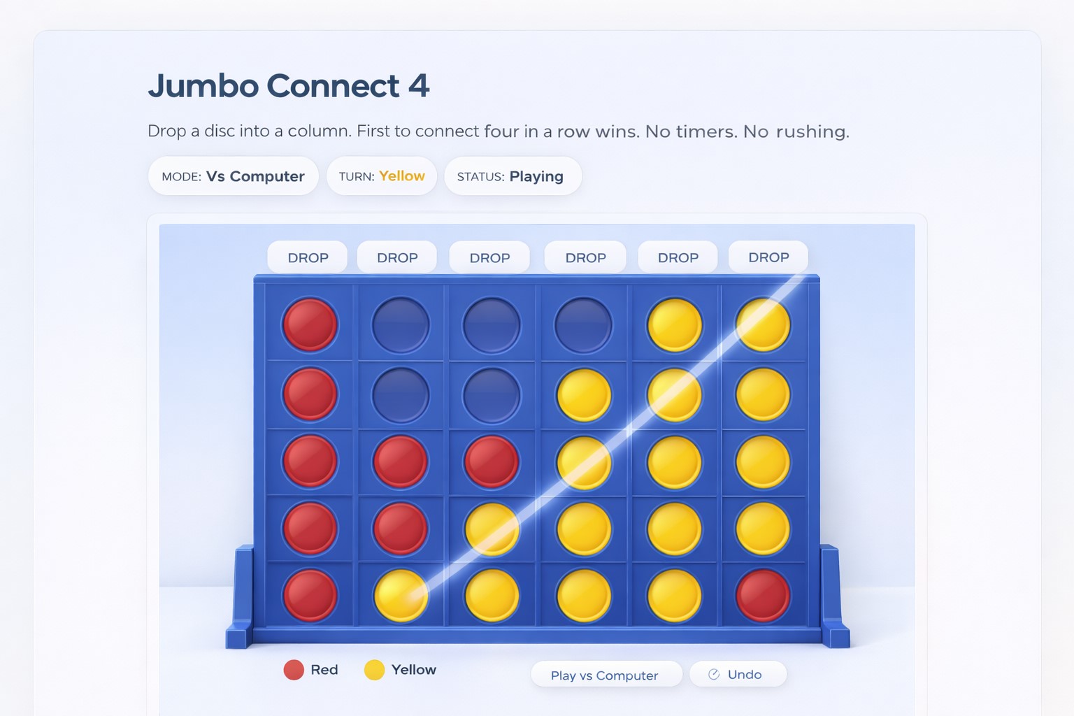 Jumbo Connect 4 – Large Disc Strategy Game to Play Online
